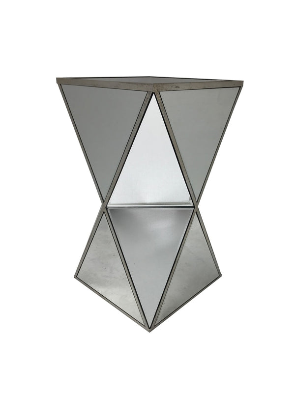 Silver Mirrored Side Table » Geometric Shape » Interiors InVogue